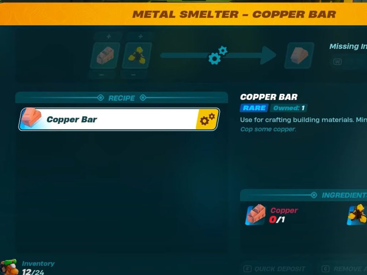 How to get copper bars in LEGO Fortnite