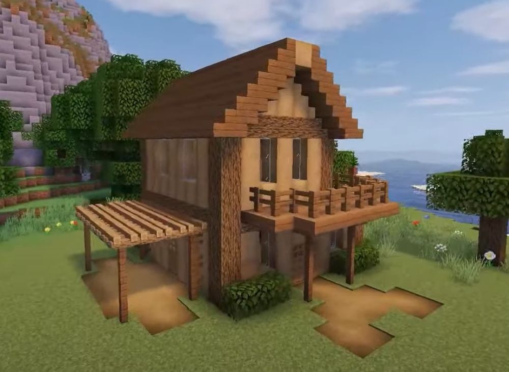 Minecraft Wood Cabin Designs MINECRAFT : How To Build A Wooden Modern